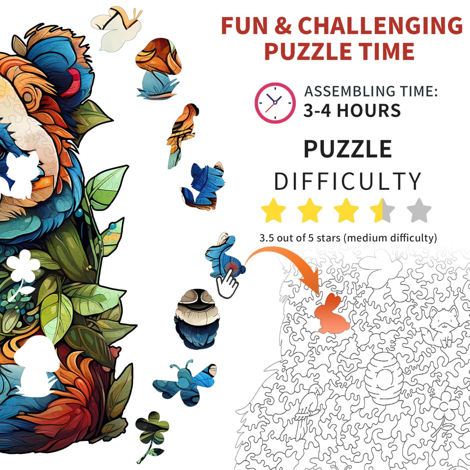 Mindful Wooden Jigsaw Puzzle-Lovely Panda - NoblePuzzles