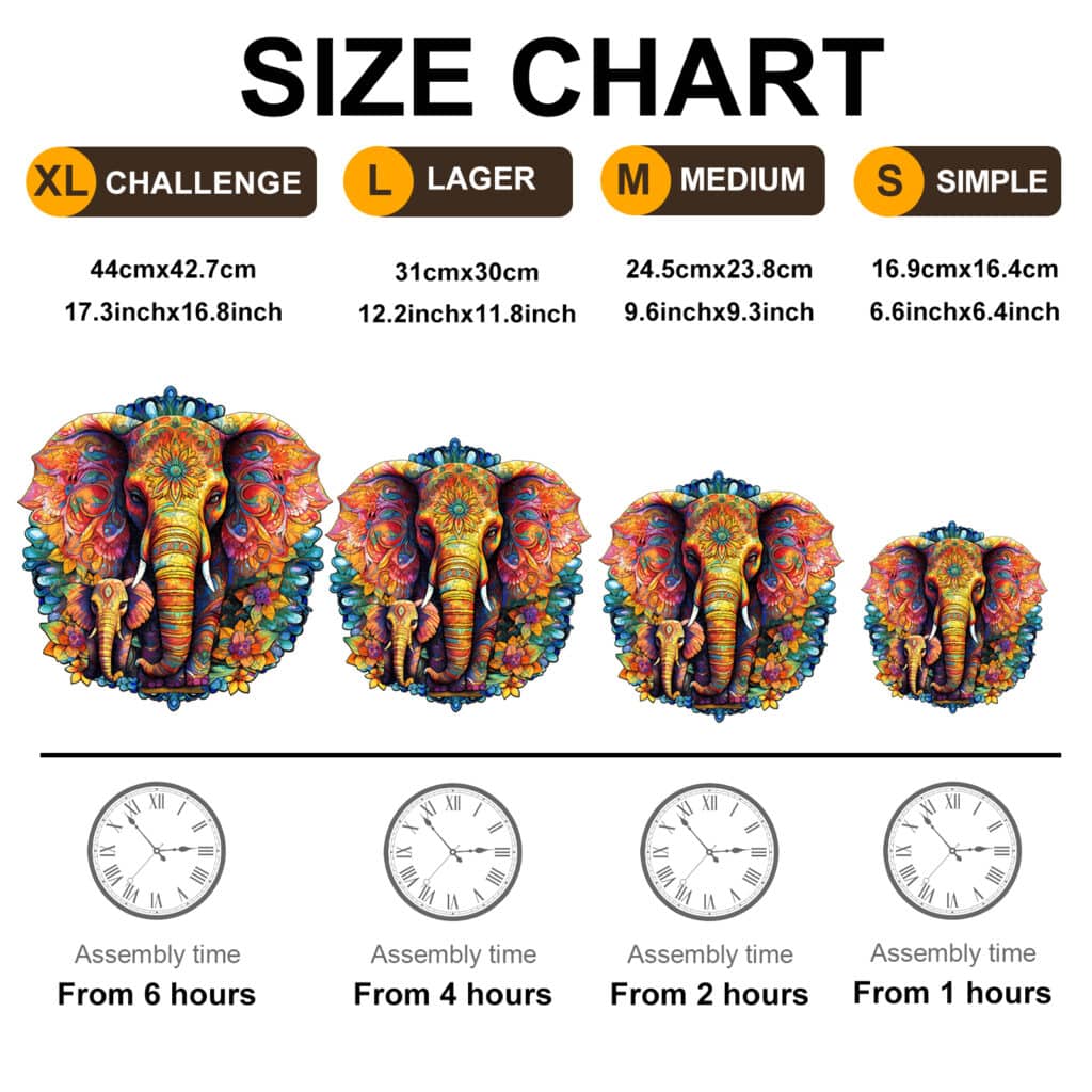 Mindful Wooden Jigsaw Puzzle-Mandala Elephant Family - NoblePuzzles