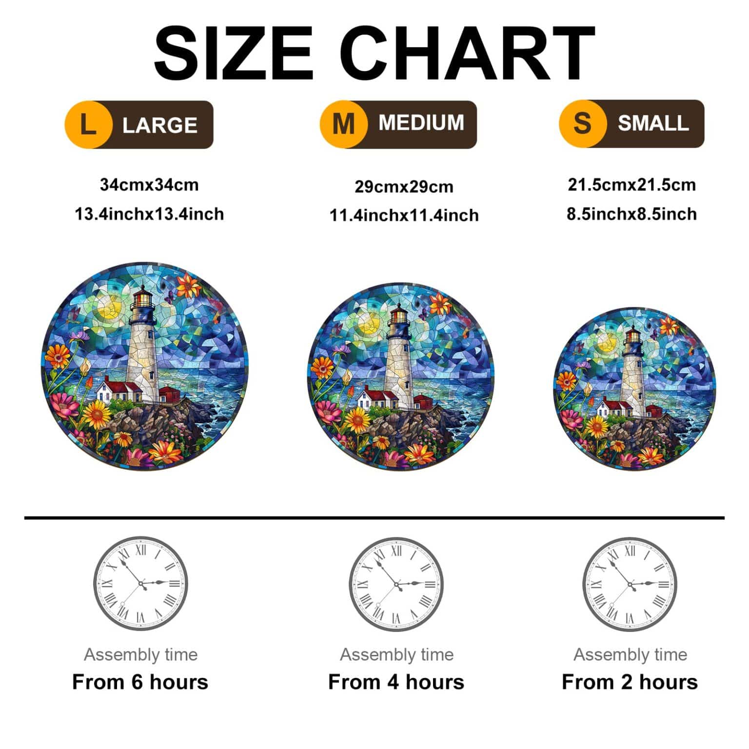 Mindful Wooden Jigsaw Puzzle-Stained Glass Lighthouse 2 - NoblePuzzles