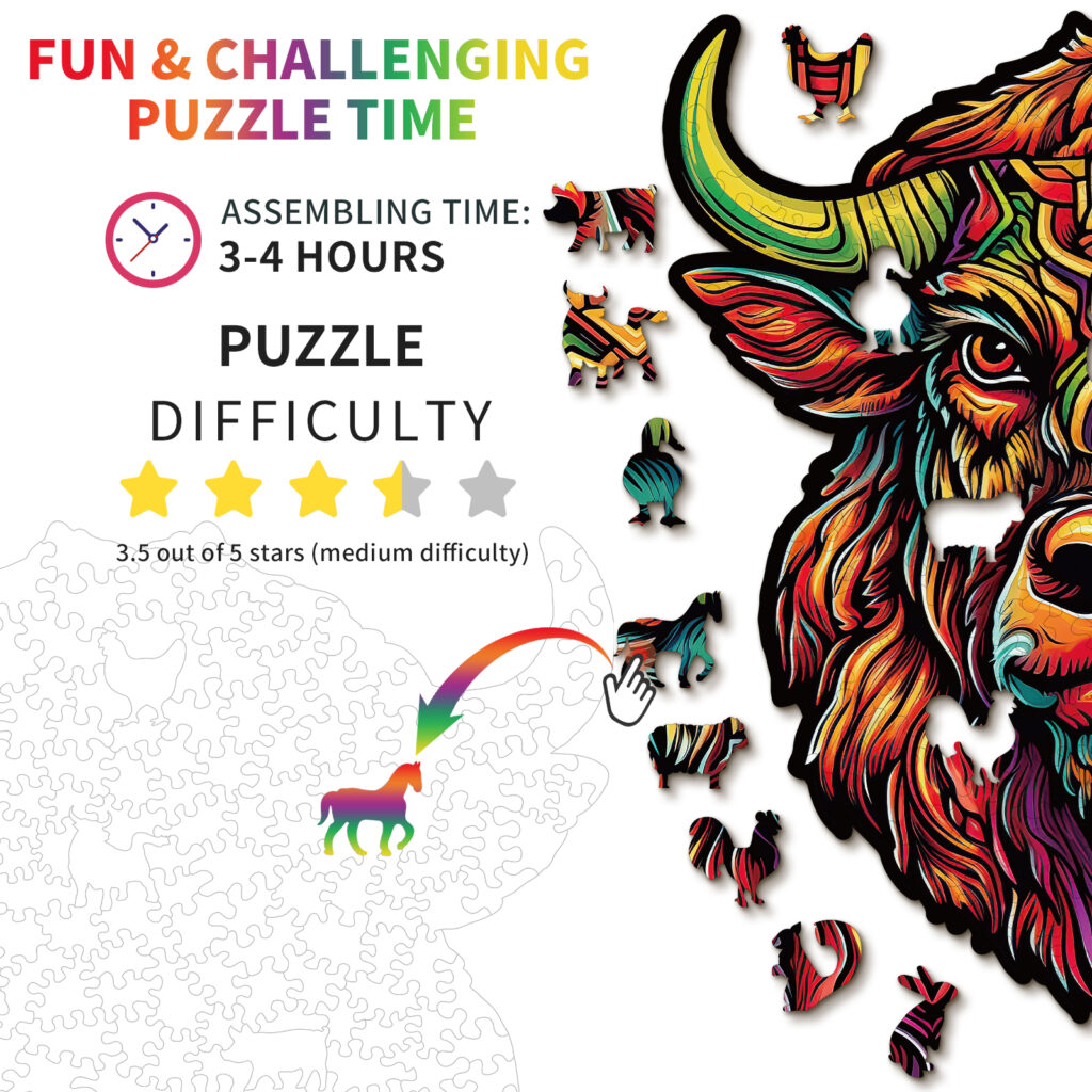 Mindful Wooden Jigsaw Puzzle – Angry Bull - NoblePuzzles
